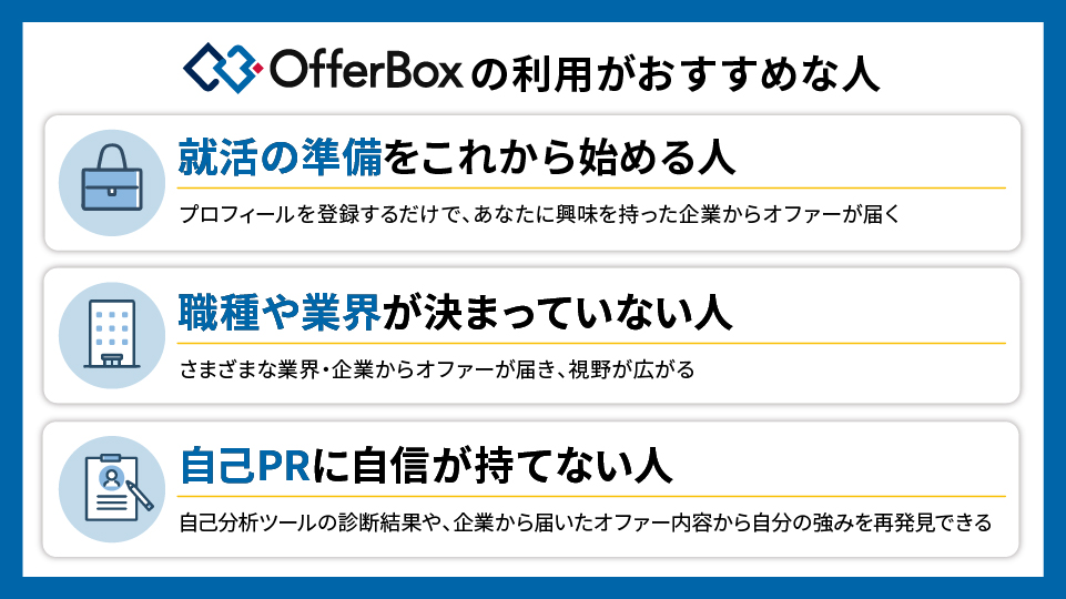 OfferBox（オファーボックス）の評判まとめ｜内定獲得のコツや利用のしやすさなどを紹介| 就活ならOfferBox＝オファーボックス｜企業からオファーがくる